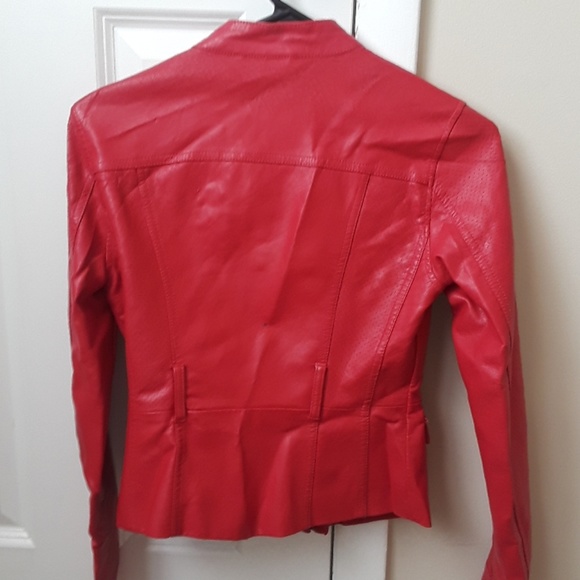 Guess | Jackets & Coats | Guess Red Faux Leather Jacket | Poshmark